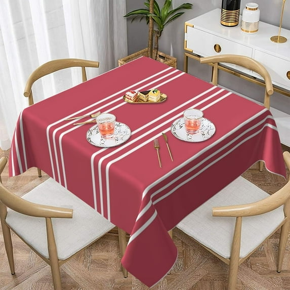 Coral Stripes Soft Tablecloth Square Dinng Table Covers for Kitchen ...