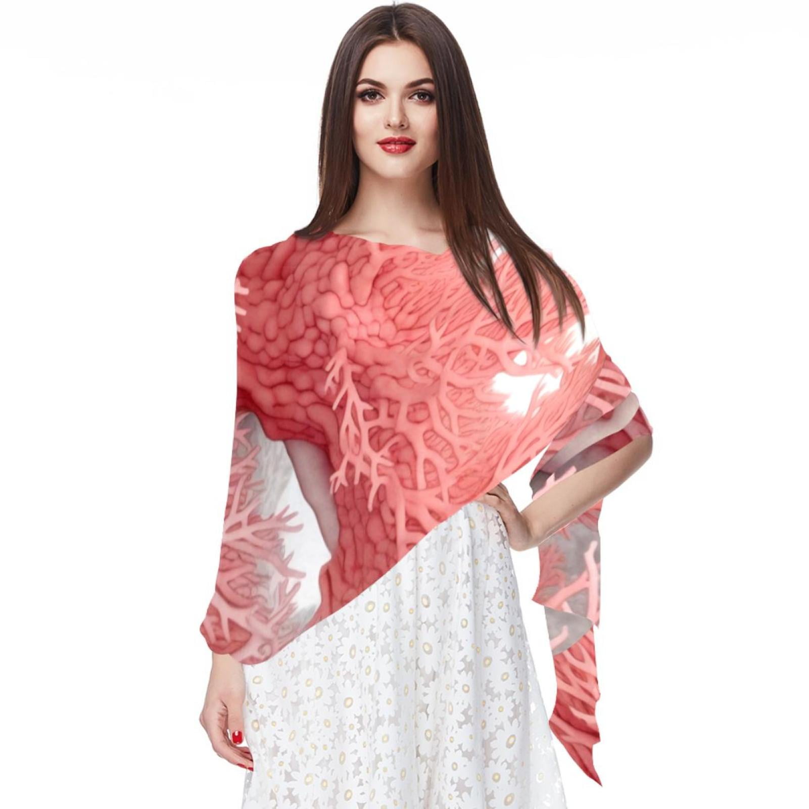 Coral Translucent Chiffon Yarn Silk Scarf - Light Breathable Material ...