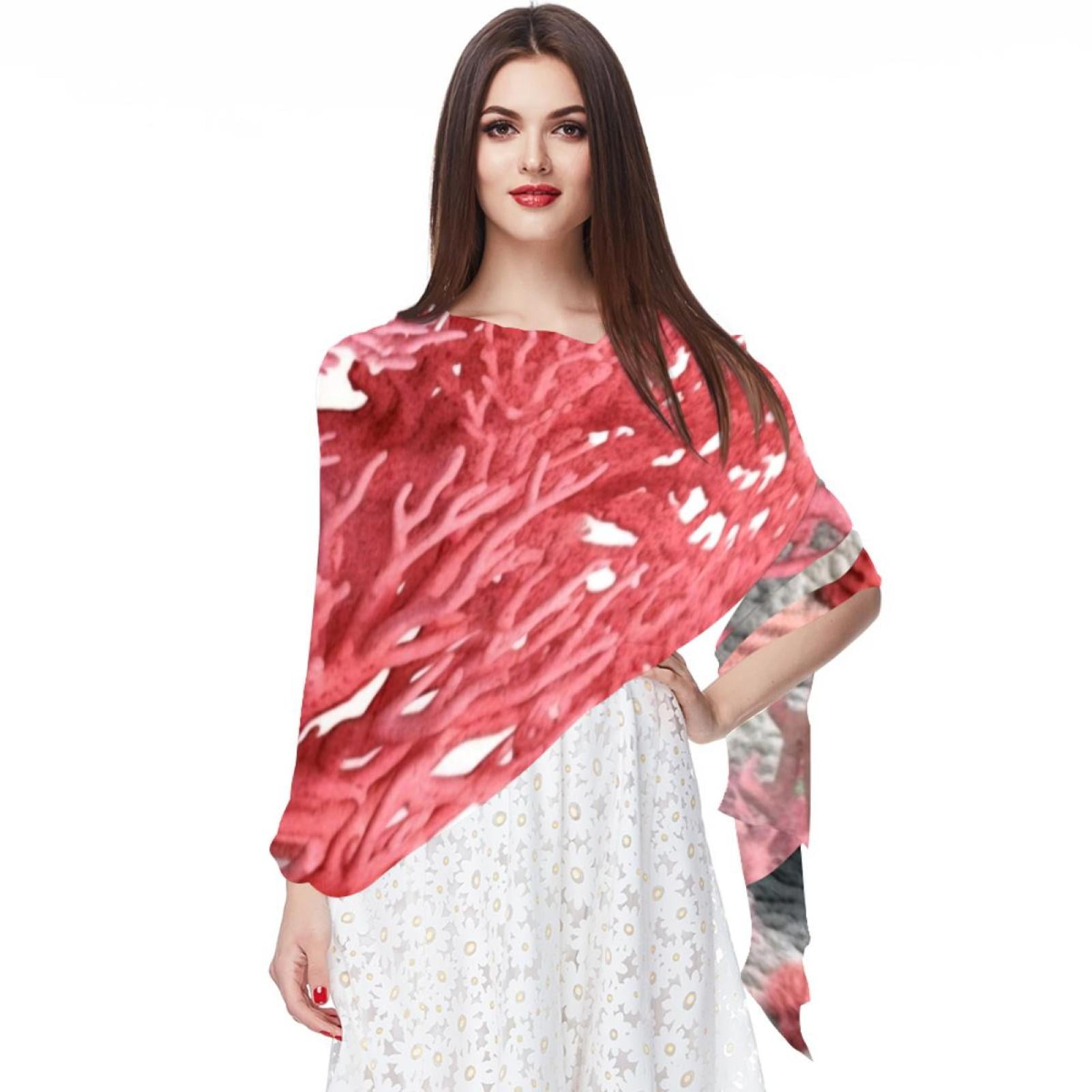 Coral Translucent Chiffon Yarn Silk Scarf - Light Breathable Material ...