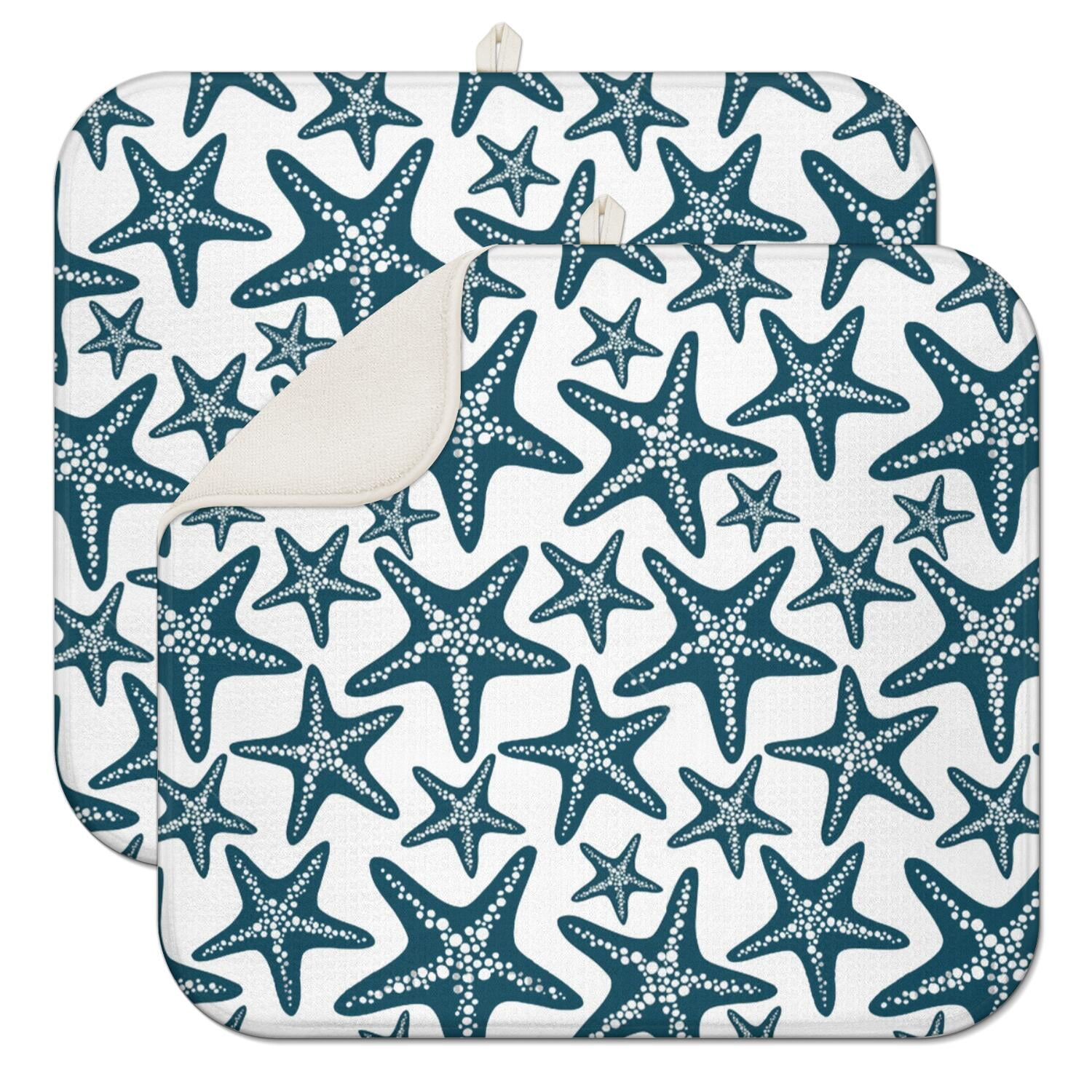 Coral Tropical Coffee Mat Nautical Beach Starfish Seahorse Ocean Marine ...