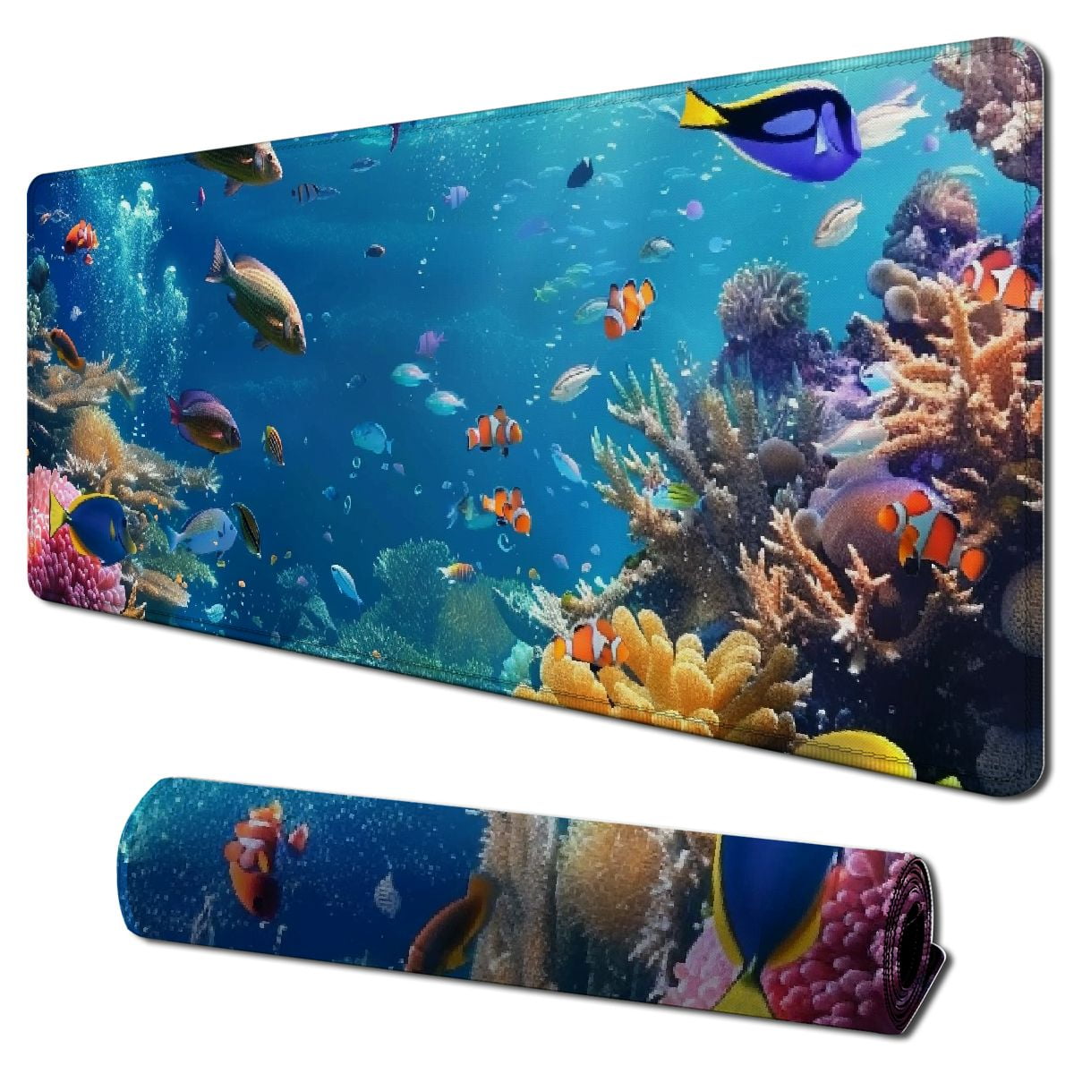 Coral Turtle Underwater World Mouse Pad, Blue Rectangular Mouse Pad ...