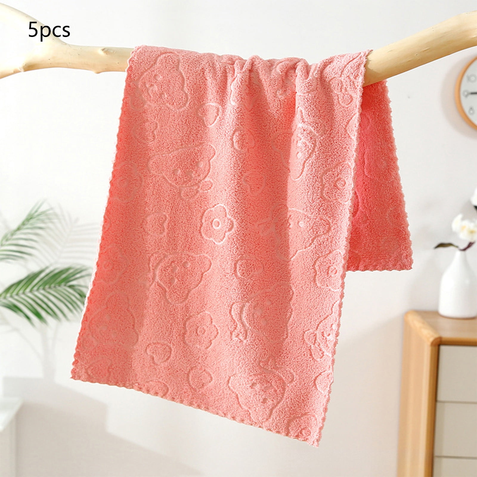 Coral Velour Towels, Embossed Face Wash Cloth, Soft Absorbent Quick ...