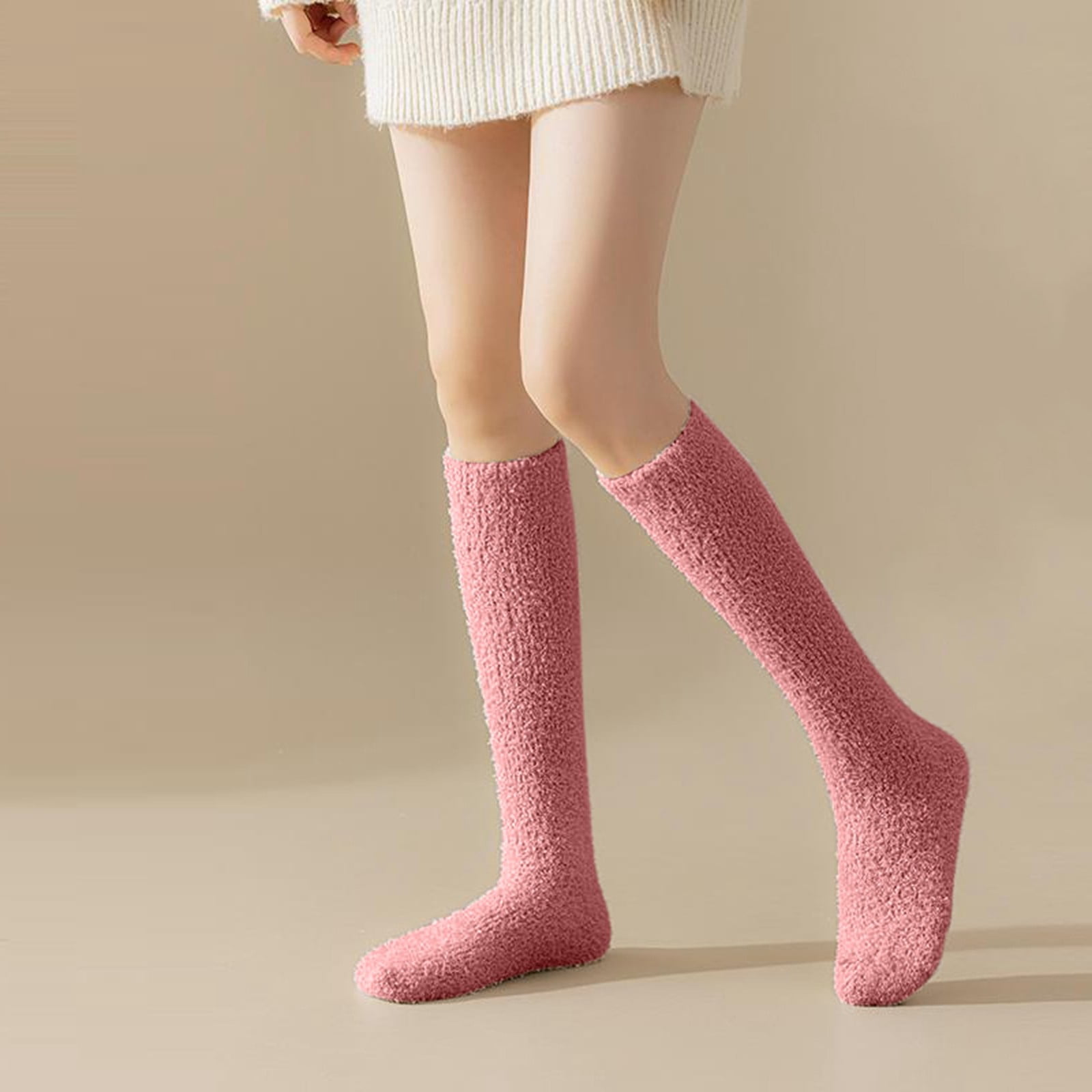 Coral Velvet Calf Socks For Women In Autumn And Winter Plus Velvet ...