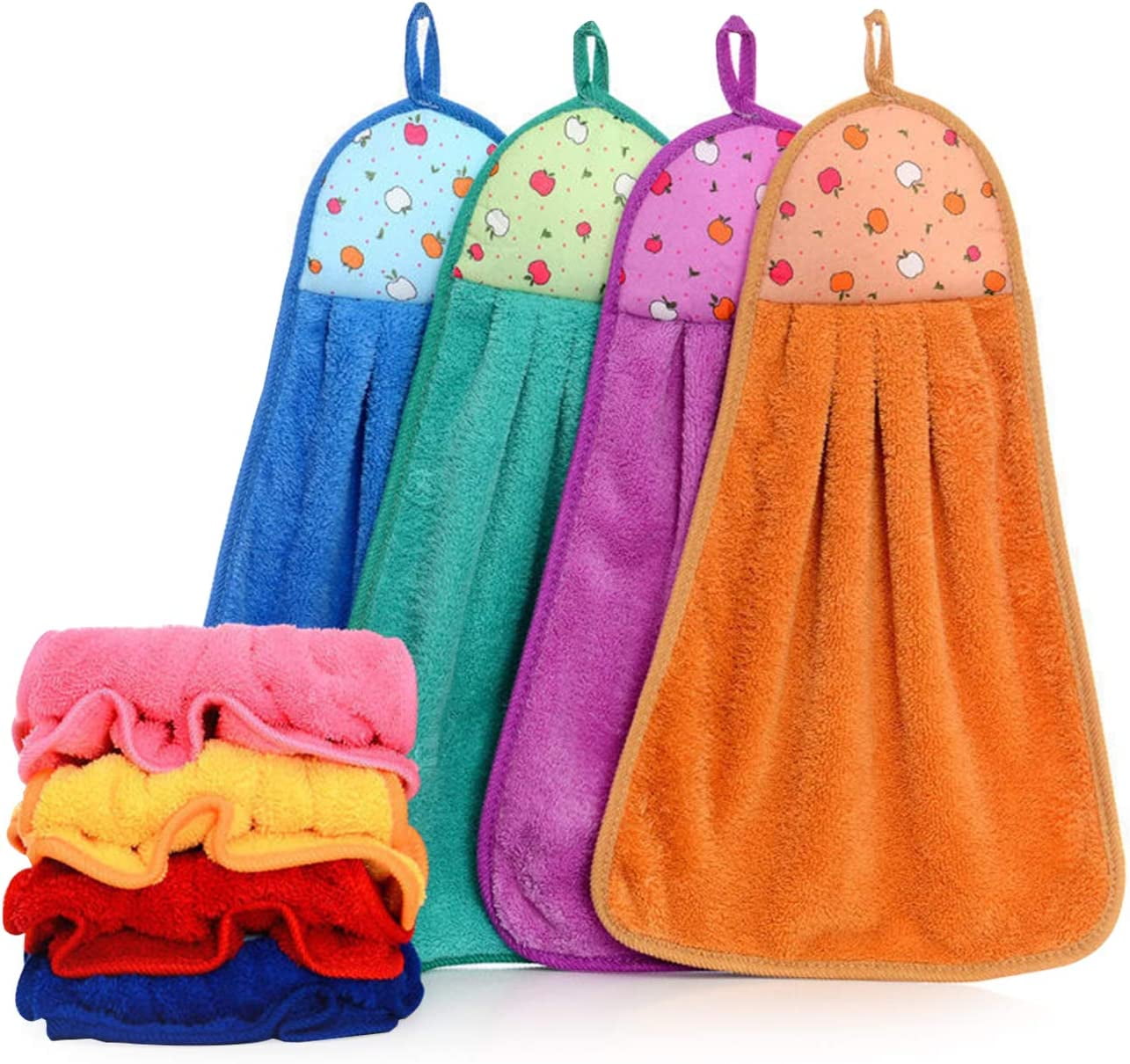 Coral Velvet Hand Dry Towel Hanging Kitchen Hand Towel Hand Towels with ...