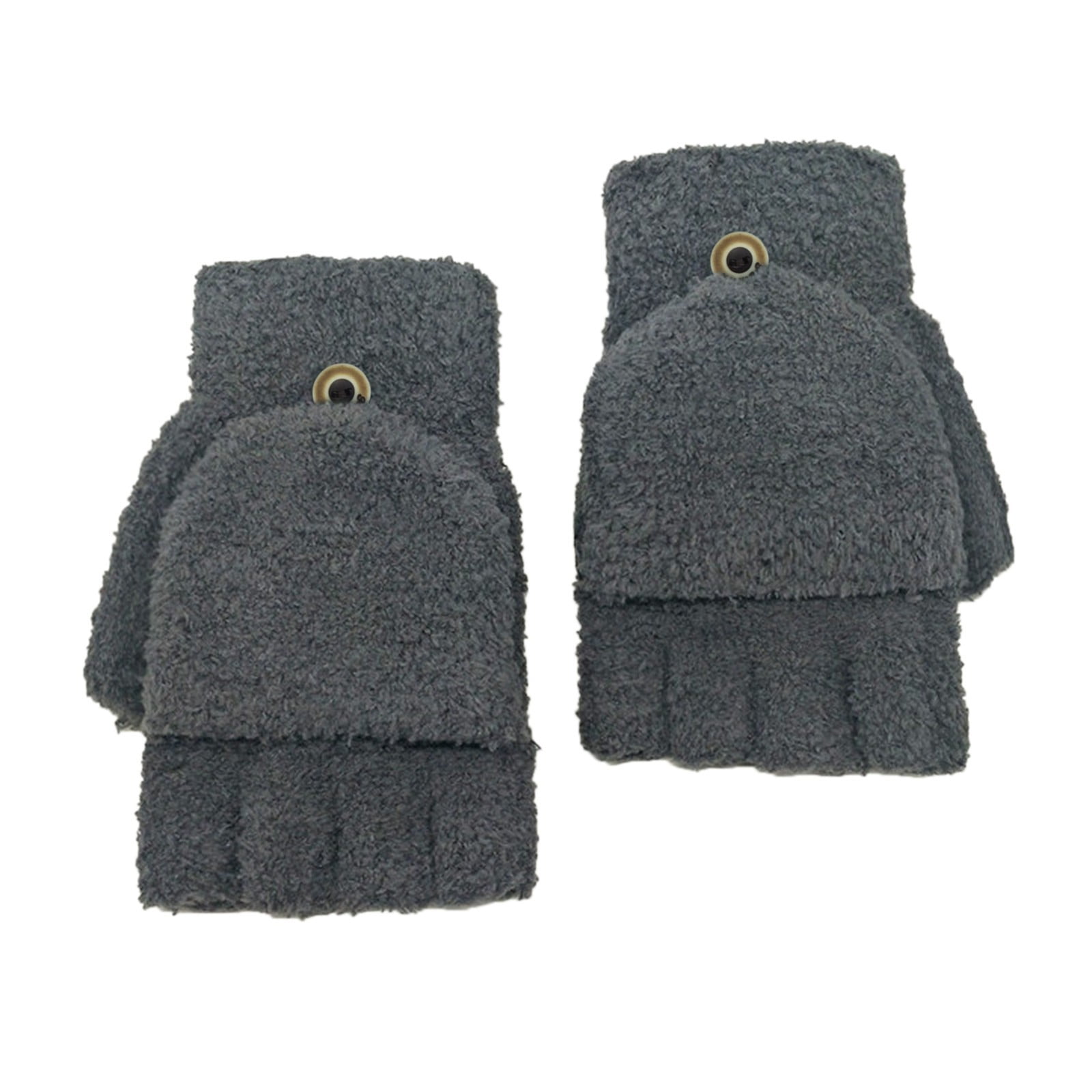 Coral Velvet Knitted Warm Convertible Flip Top Fingerless Winter Sports ...
