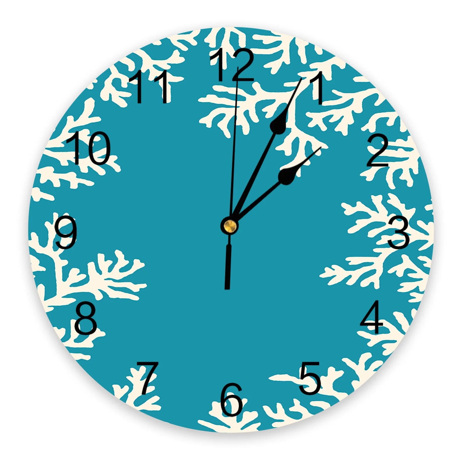 Coral Water Color Wall Clock Large Modern Kitchen Dinning Round Wall ...
