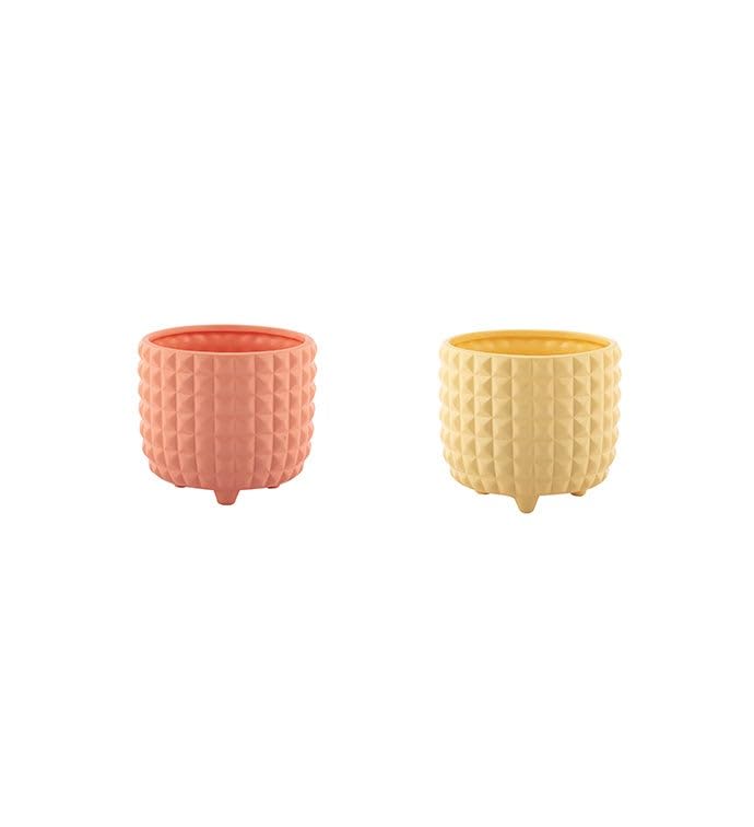 Coral/Yellow Textured Planter, 2 As - Walmart.com