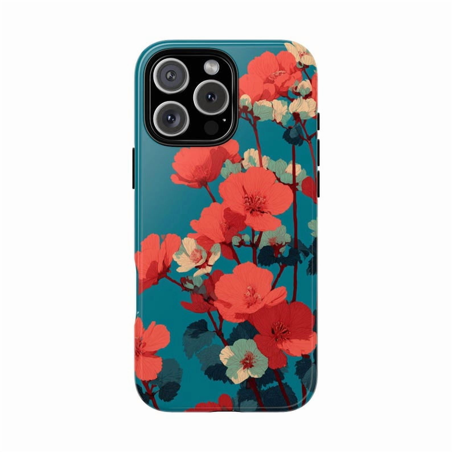 Coral and Teal Flowers with Vibrant Neon Colorful Abstract Artwork ...