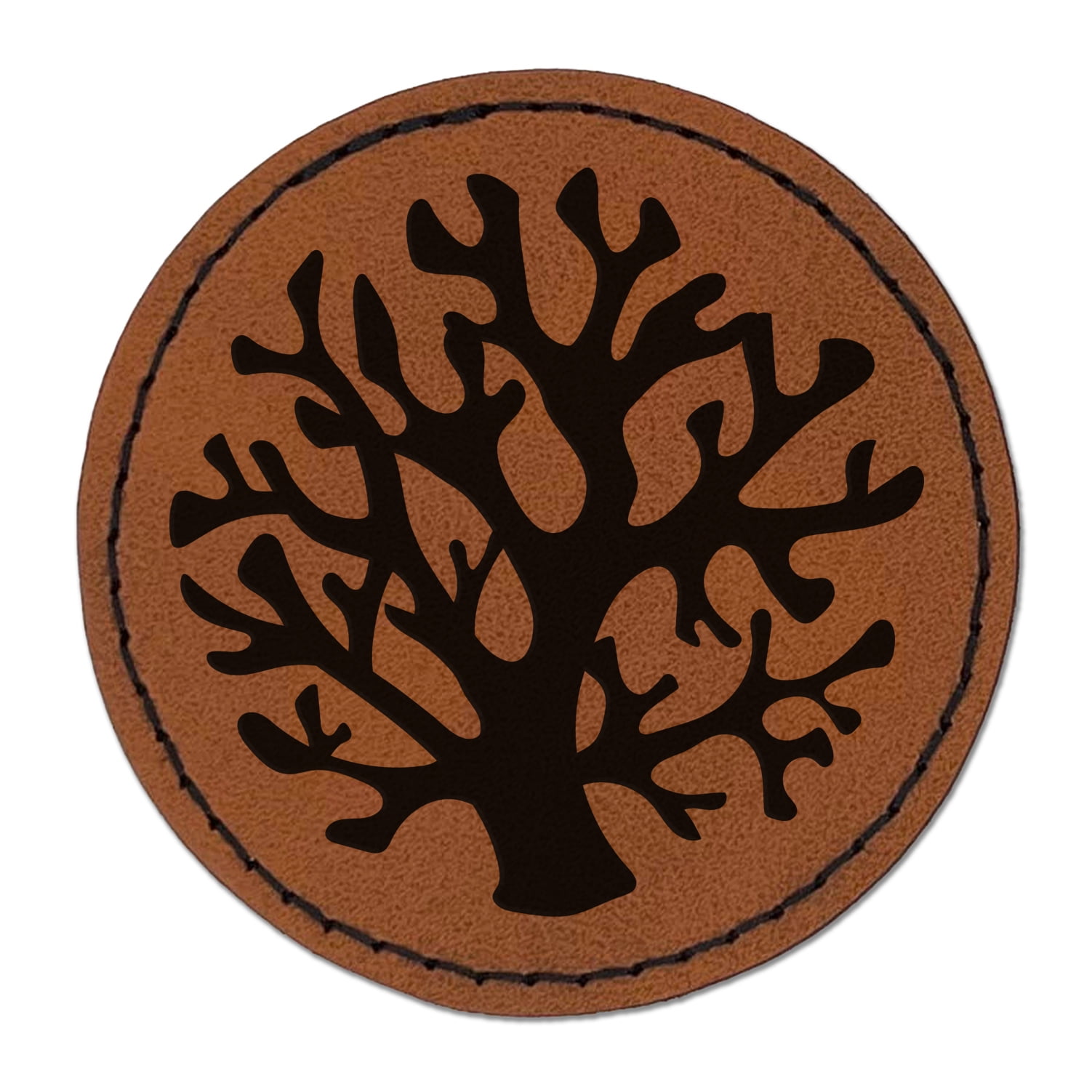 Coral from the Ocean Reef 2.5" Faux Leather Round Engraved Iron-On ...