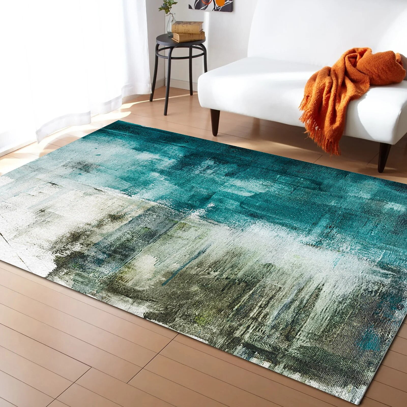 Coral velvet Abstract Art Rock Ocean Oil Painting Carpet Area Rug ...