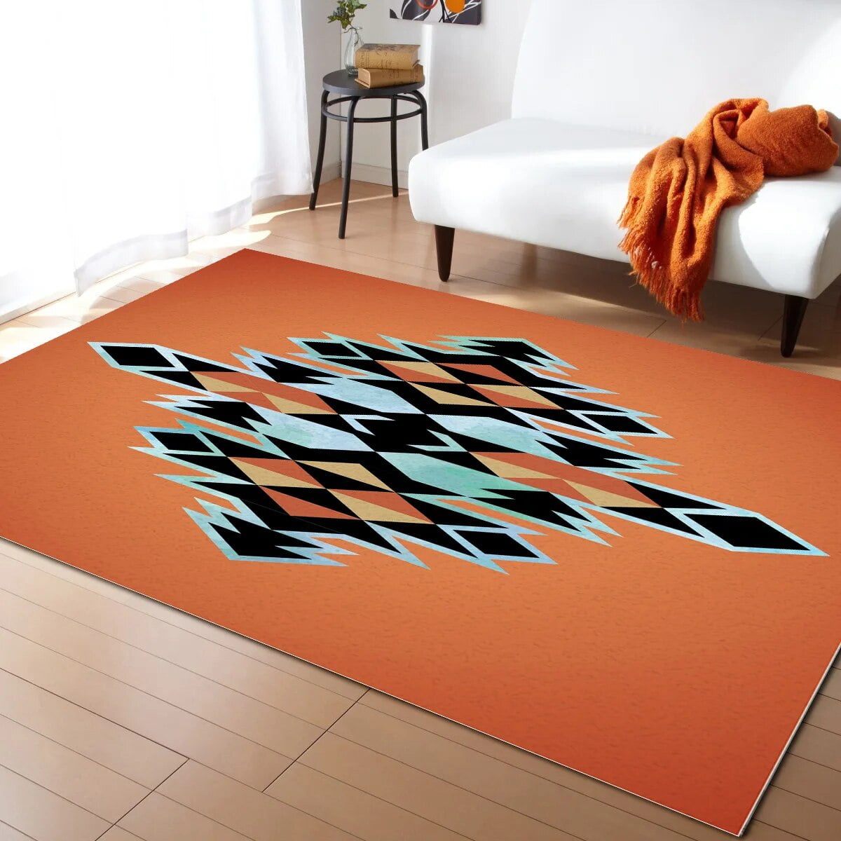 Coral velvet Abstract Geometric Block Color Carpets for Living Room ...