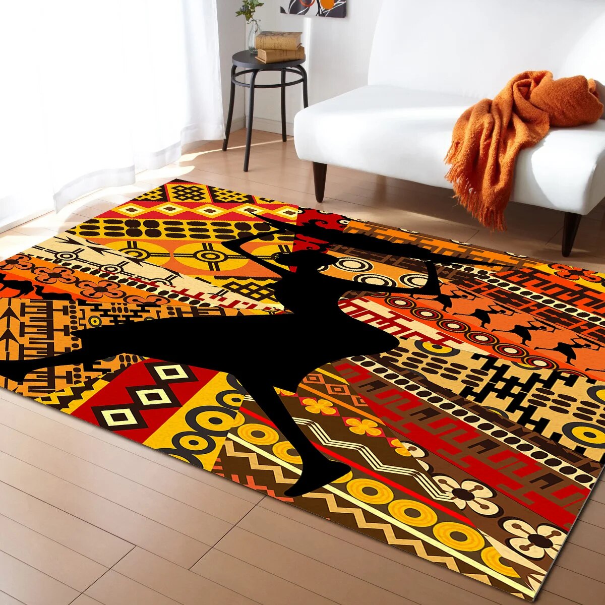 Coral velvet African Black Women's Geometry Living Room Floor Mat ...