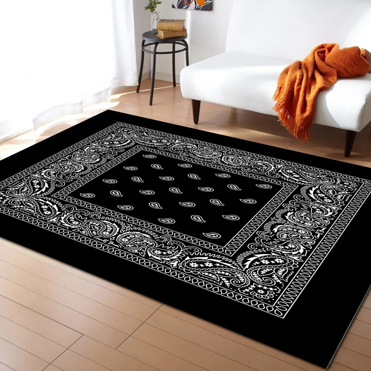 Coral velvet Bandana Pattern Rugs for Bedroom Home Carpet Living Room ...