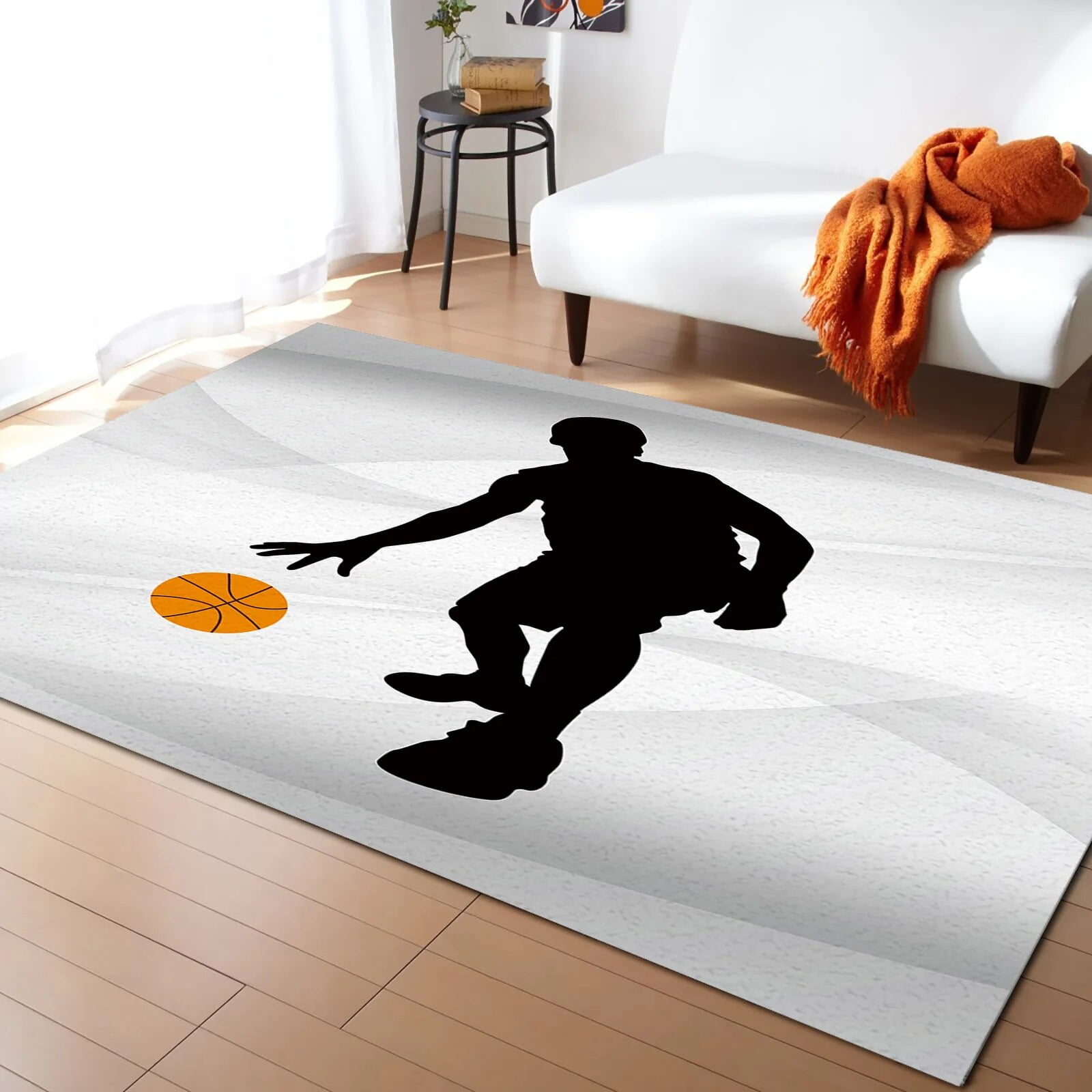 Coral velvet Basketball Flame Carpets for Living Room Household Bedside ...