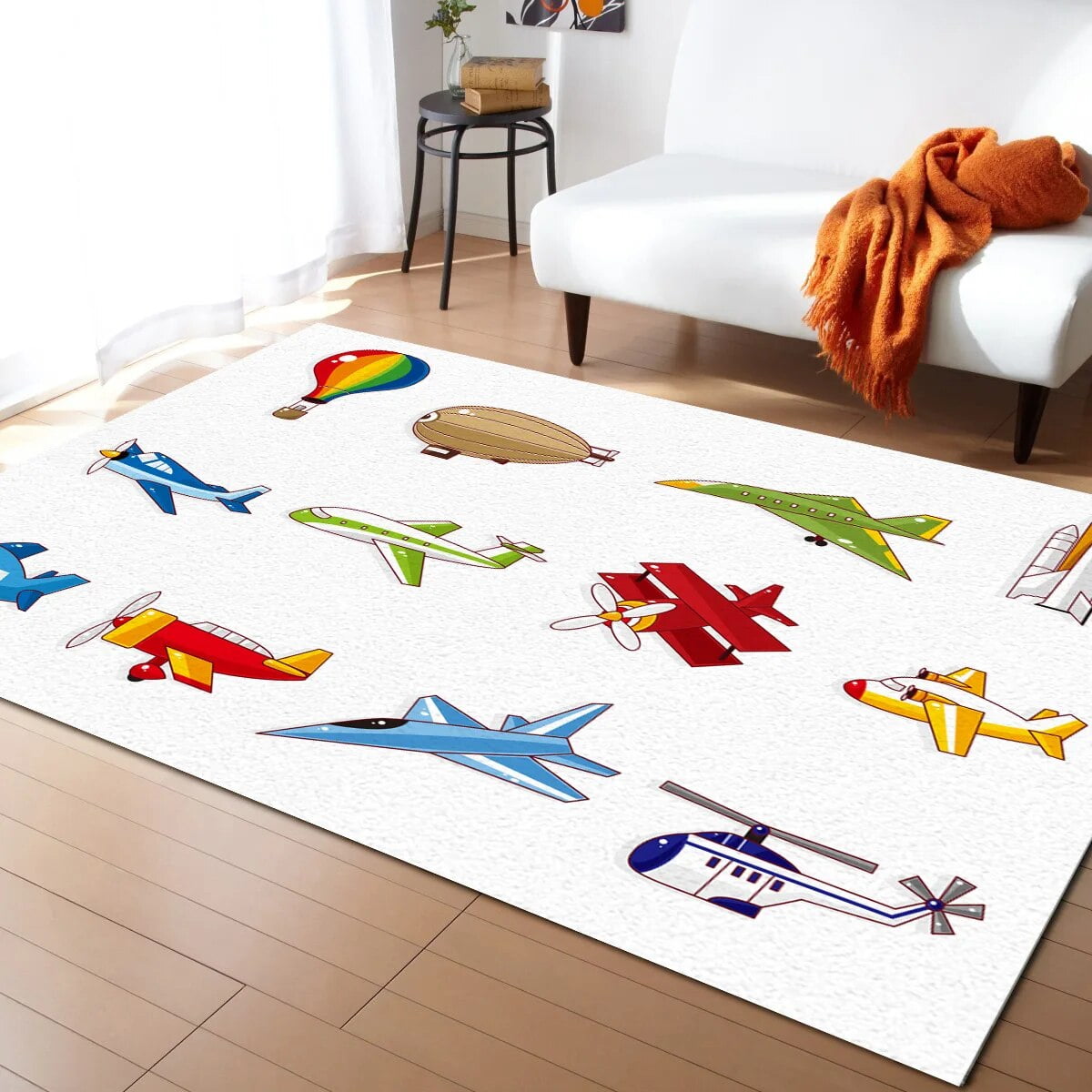 Coral velvet Black And White Retro Clouds Airplane Carpets for Living ...