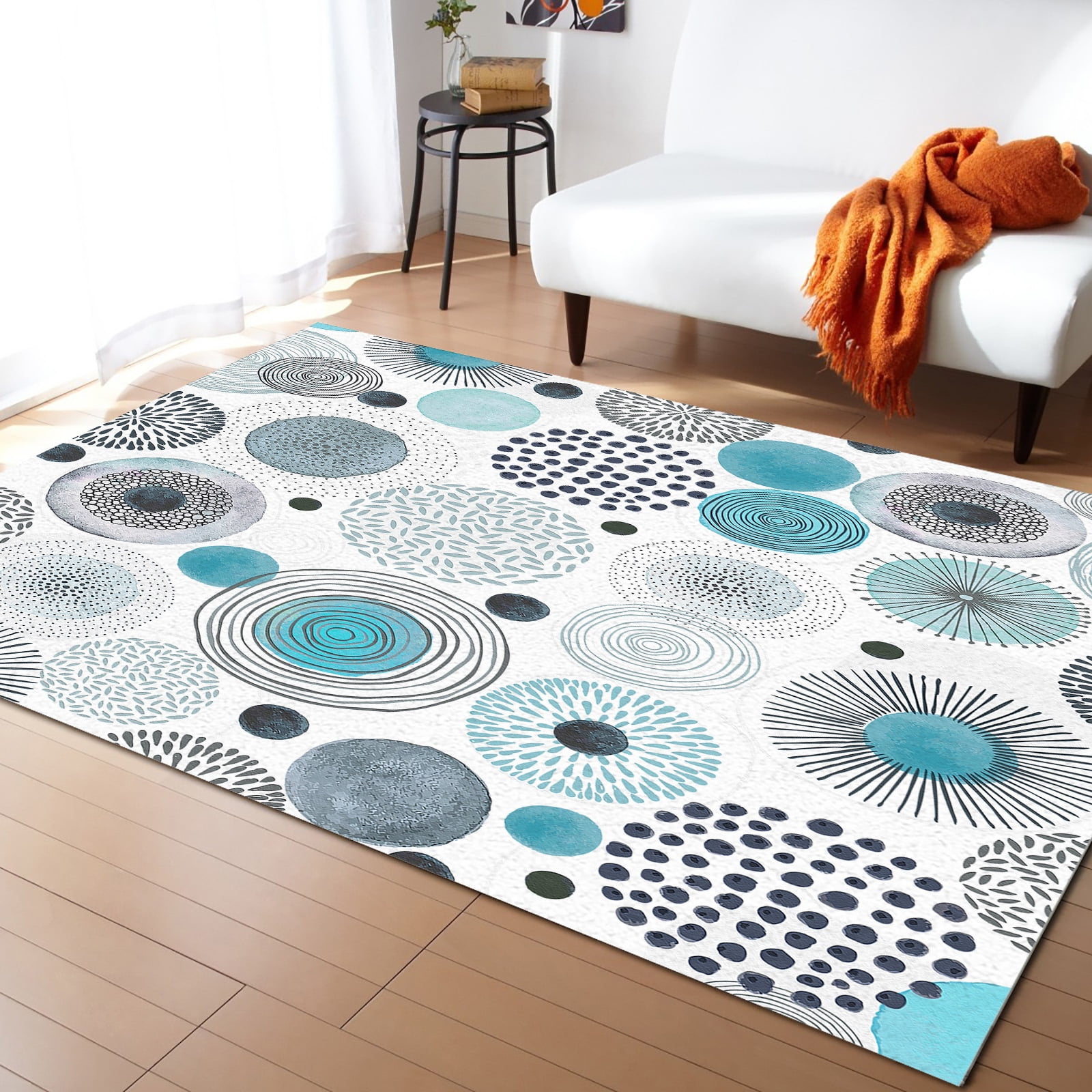 Coral velvet Blue Brown Gradient Modern Geometric Abstract Carpet ...