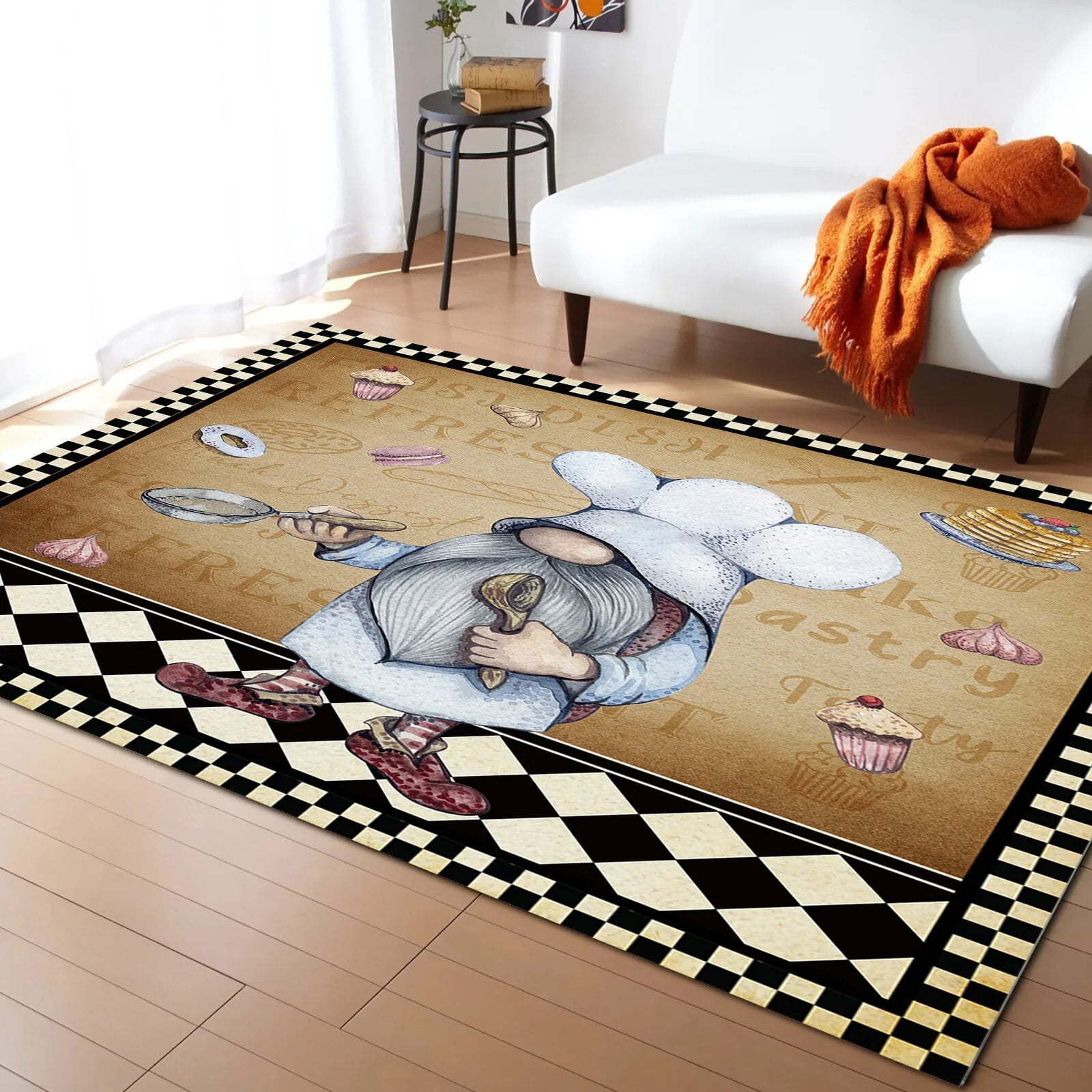 Coral velvet Chef Gnome Kitchen Living Room Carpet Coffee Table Floor ...