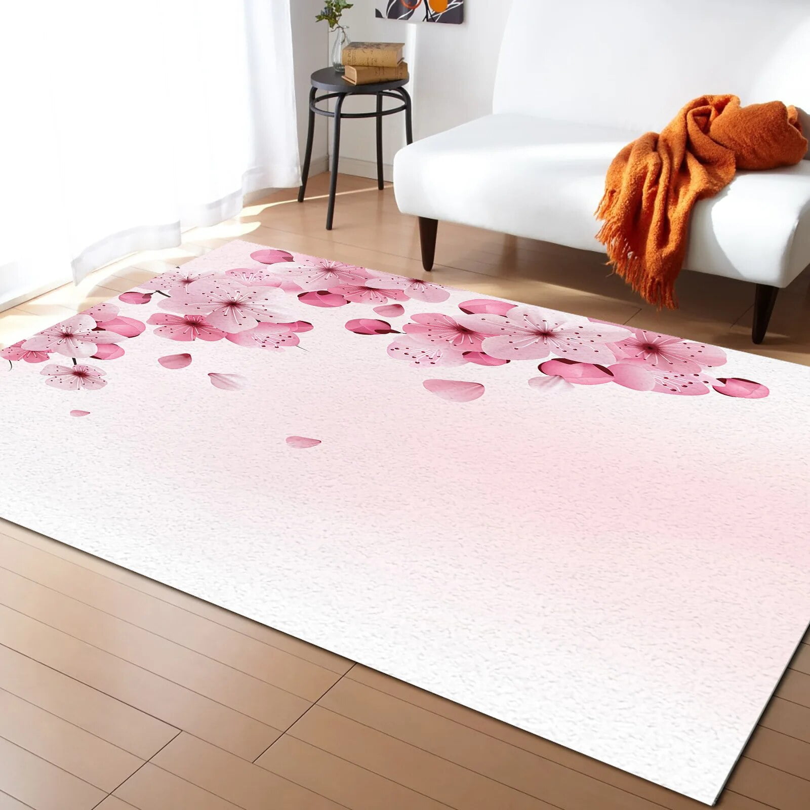 Coral velvet Cherry Blossom Sakura Pink Flower Carpet Living Room Large ...