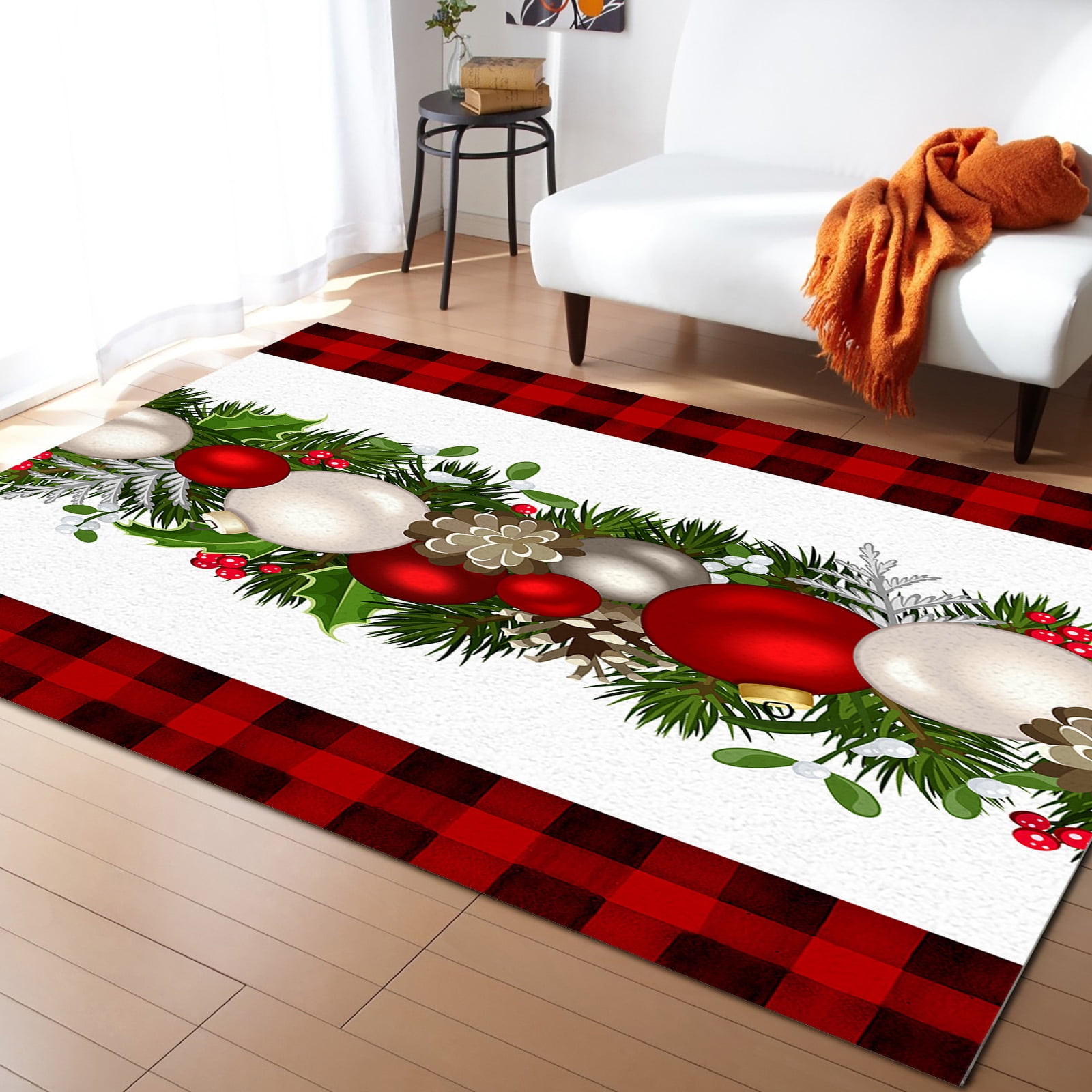 Coral velvet Christmas Red Snowflake Texture Living Room Floor Mat ...