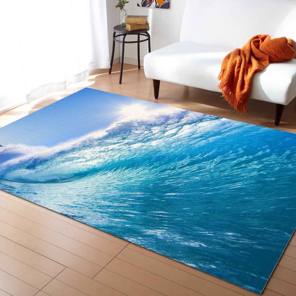 Coral velvet Clear Water On The Beach Carpets for Living Room Large ...