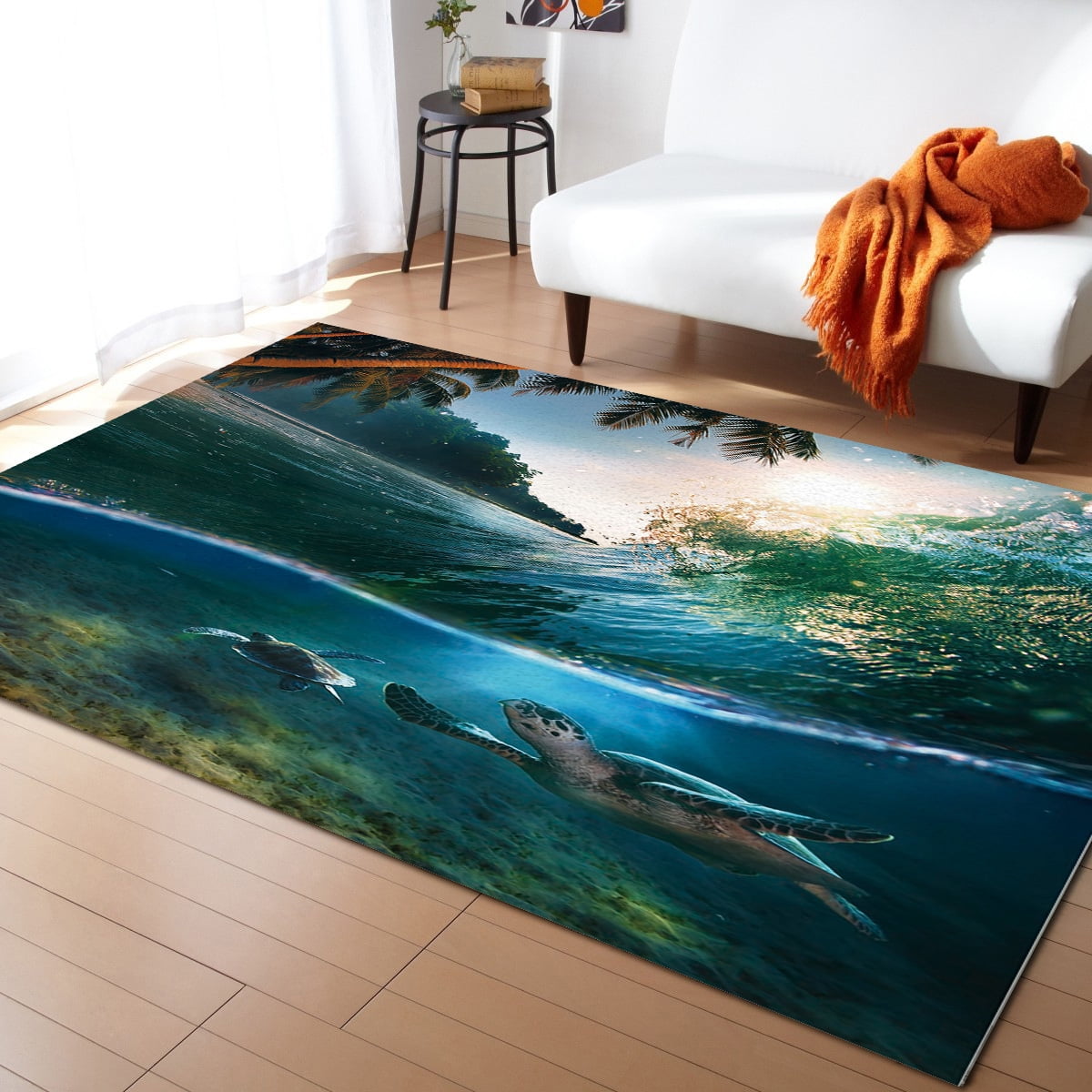Coral velvet Clear Water On The Beach Carpets for Living Room Large ...
