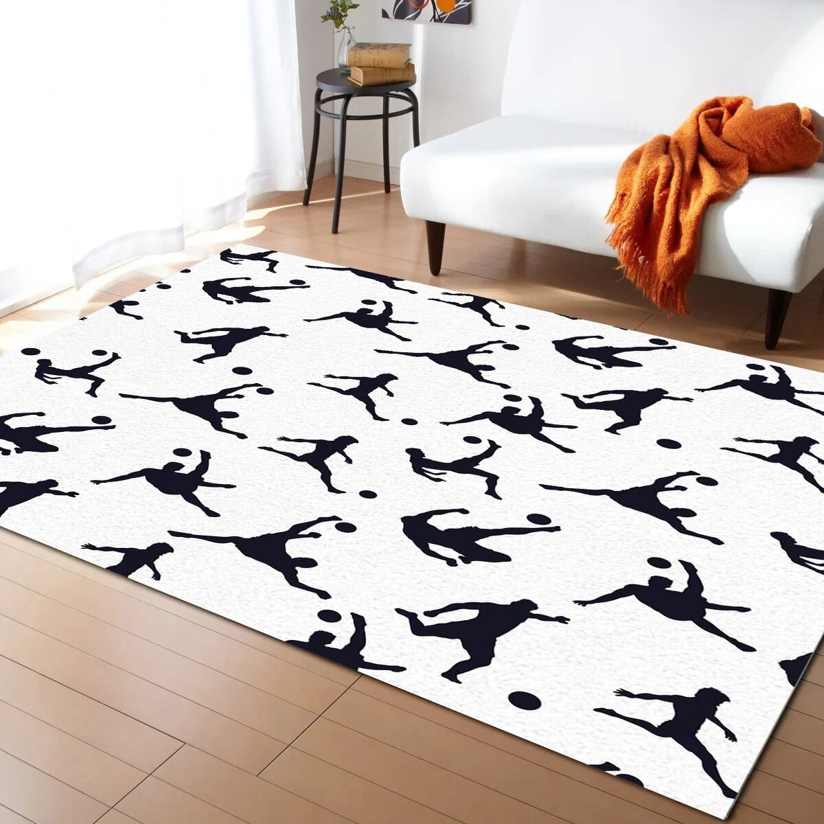 Coral velvet Colorful Football Pigment Art Living Room Floor Mat ...