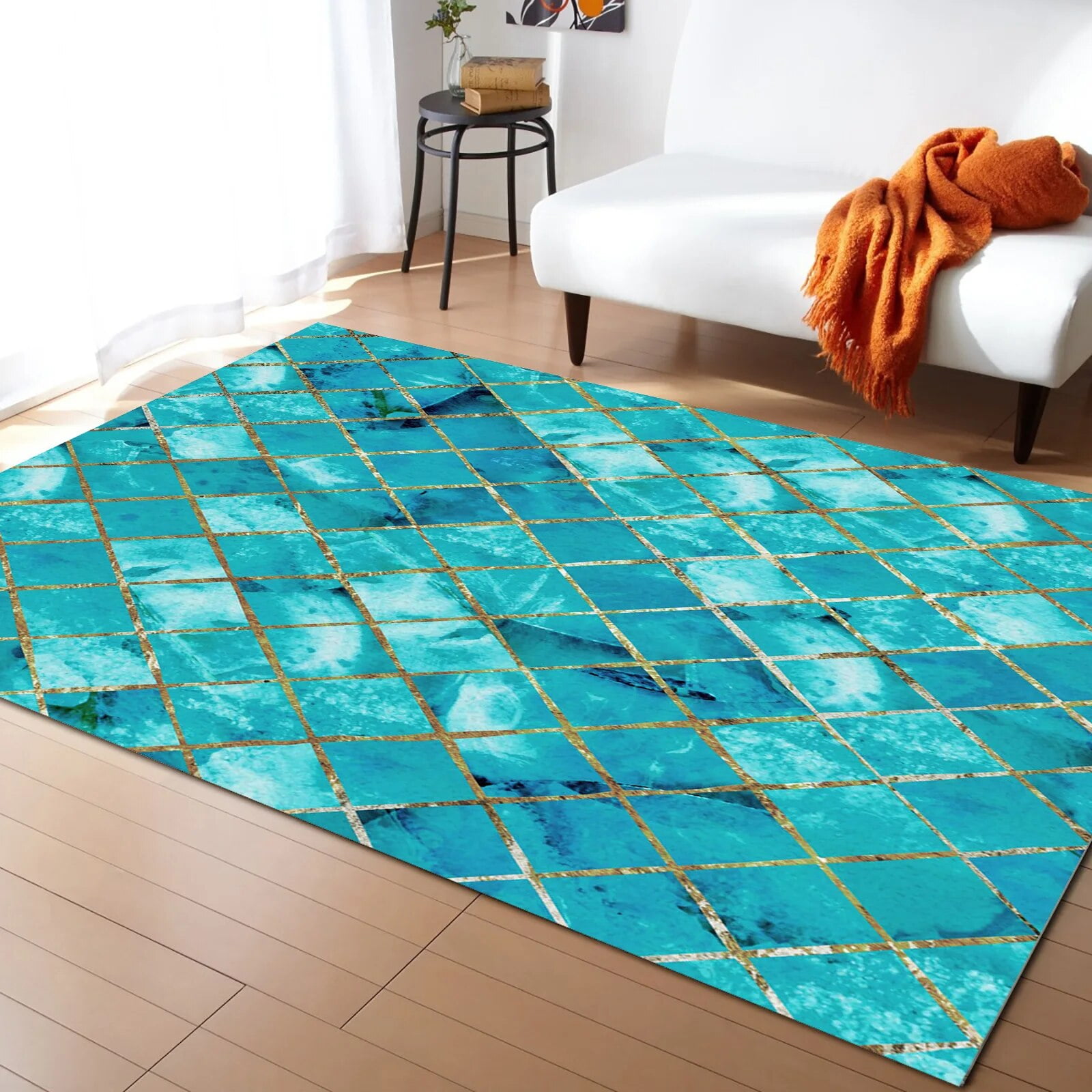 Coral velvet Emerald and Copper Carpet for Home Living Room Bedroom ...