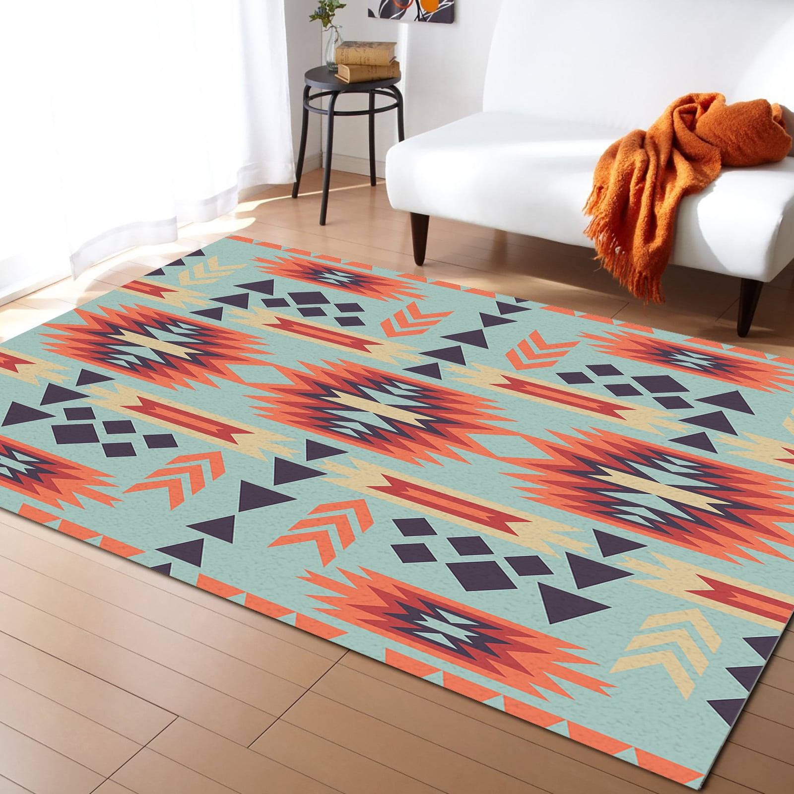 Coral velvet Ethnic Symbols Texture Loop Arrow Carpet Area Rug Children ...