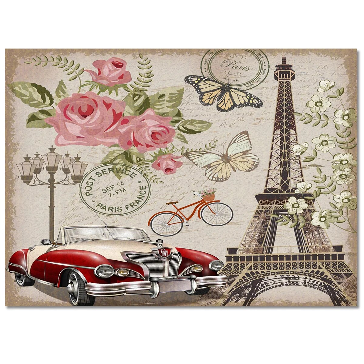 Coral velvet France Paris Eiffel Tower Carpets for Living Room Large ...
