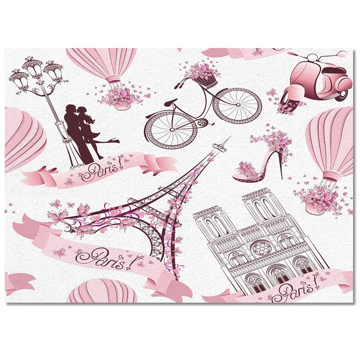 Coral velvet France Paris Eiffel Tower Carpets for Living Room Large ...