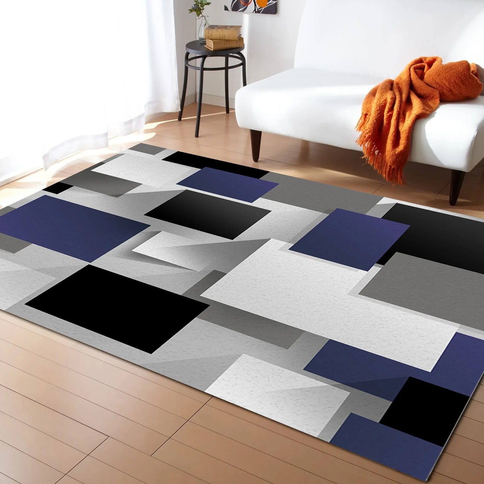 Coral velvet Geometric Figures Yellow Abstract Carpet Area Rug Children ...