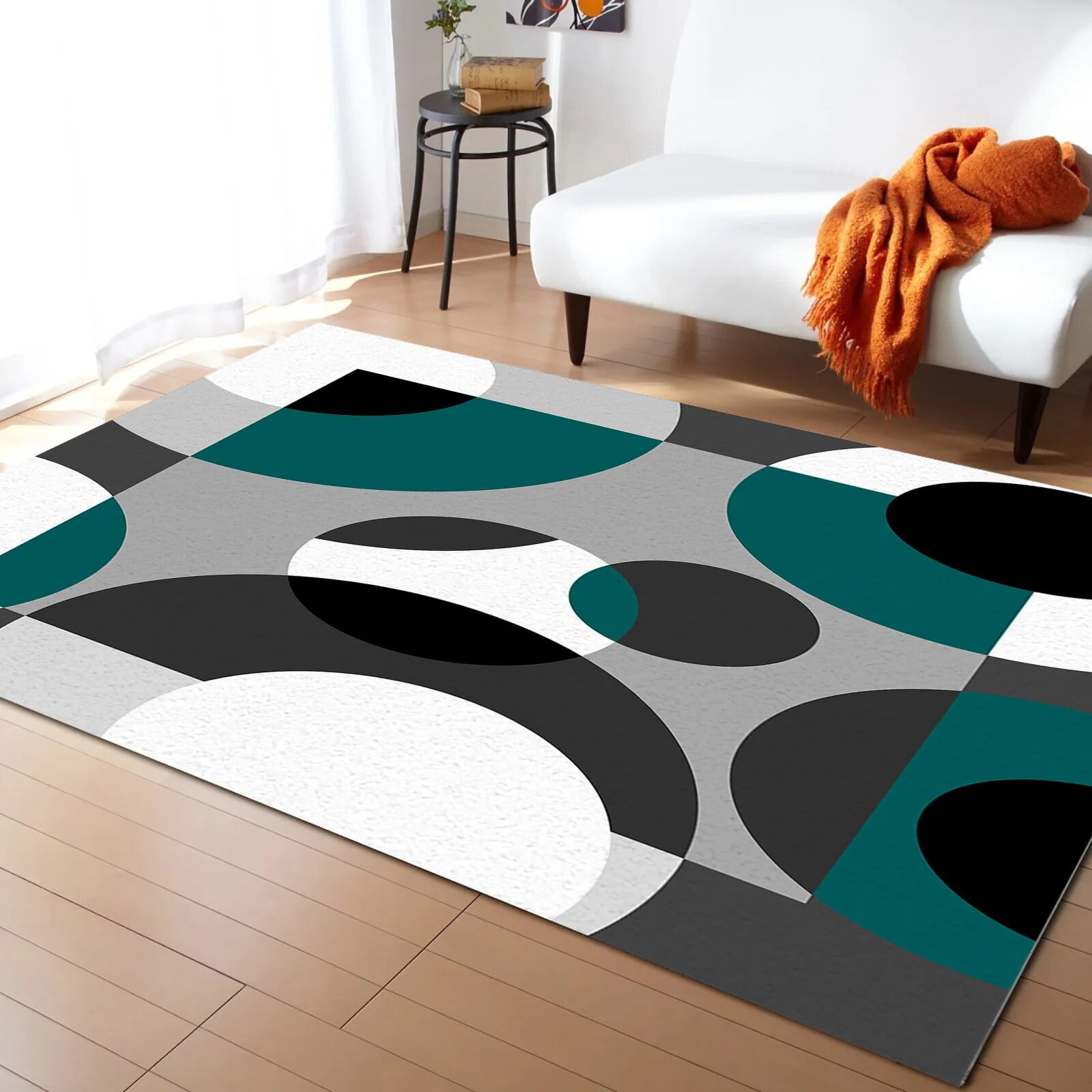 Coral velvet Geometric Figures Yellow Abstract Carpet Area Rug Children ...