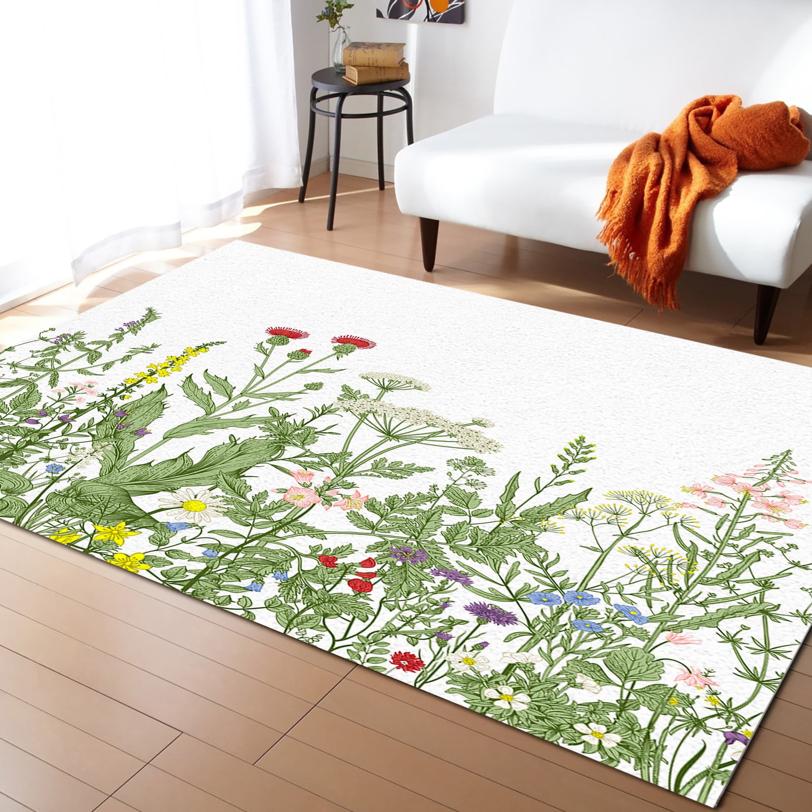 Coral velvet Herbal Plant Floral Texture Living Room Carpet Coffee ...