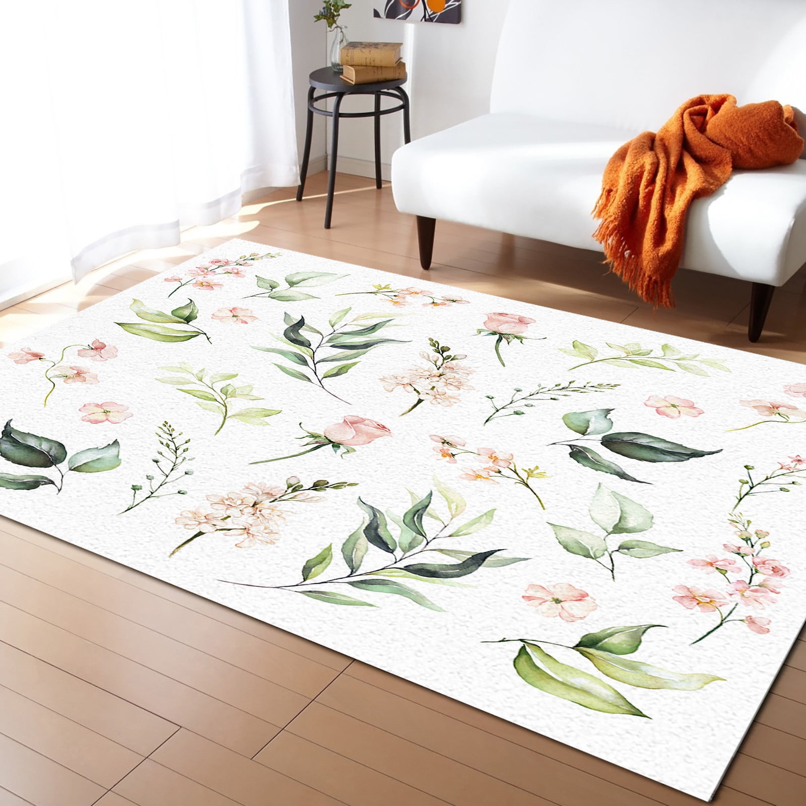Coral velvet Herbal Plant Floral Texture Living Room Carpet Coffee ...
