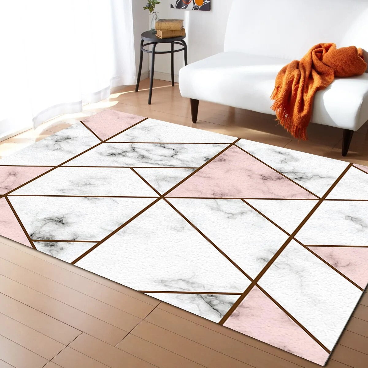 Coral velvet Home Carpet Abstract Marble Texture Carpets for Living ...