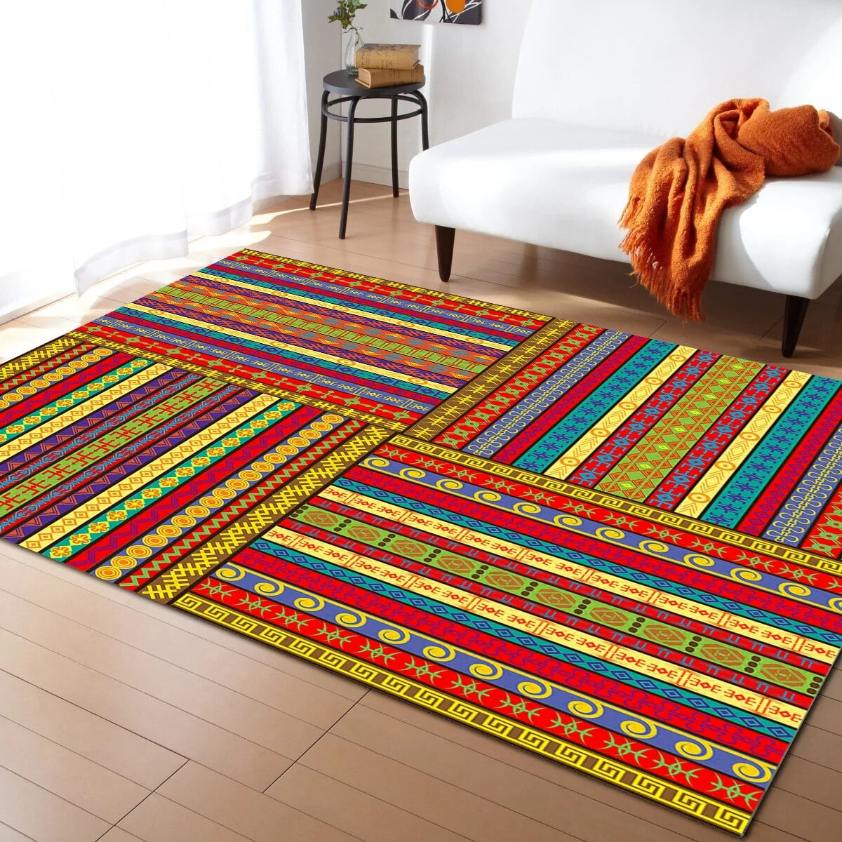 Coral velvet Home Carpet African Tambourine Geometric Lines Carpets for ...