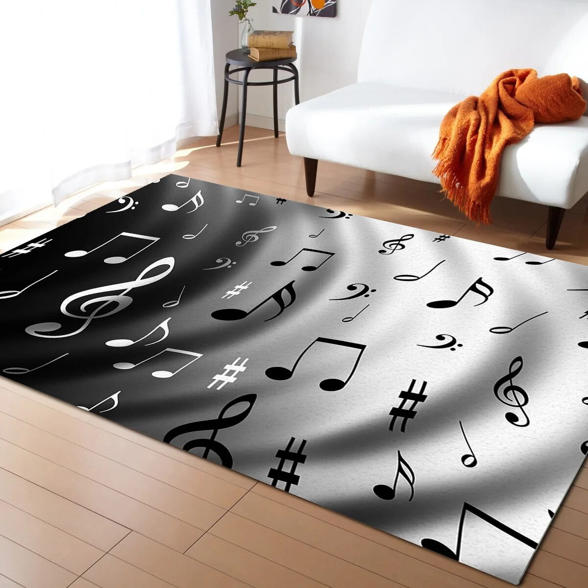Coral velvet Illustration Music Note Color Carpets for Bed Room Modern ...
