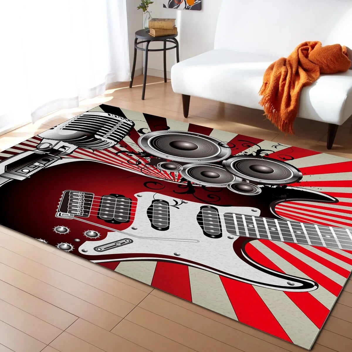 Coral velvet Illustration Music Note Color Carpets for Bed Room Modern ...