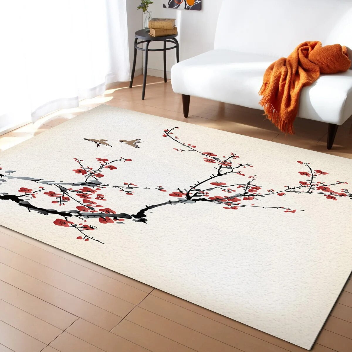 Coral velvet Japanese Pattern Flower s for Living Room Children's Room ...