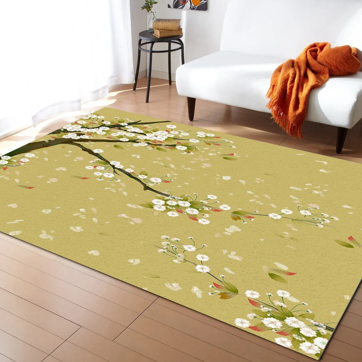 Coral velvet Japanese Sakura Cherry Blossoms Carpets for Bed Room ...
