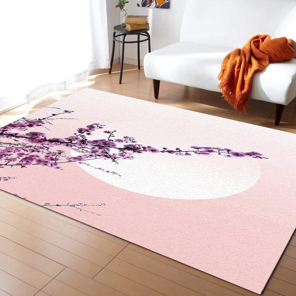 Coral velvet Japanese Sakura Cherry Blossoms Carpets for Bed Room ...