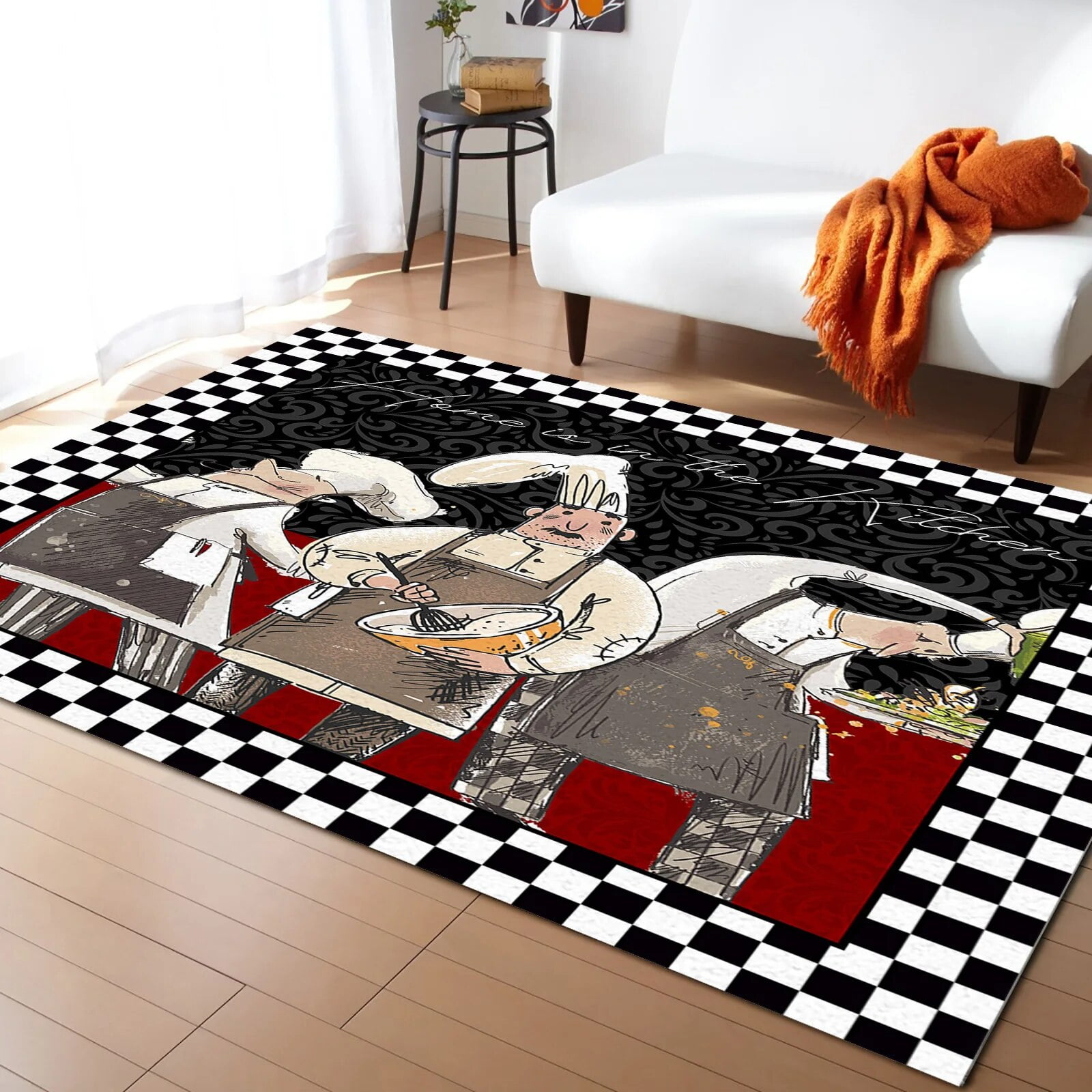 Coral velvet Kitchen Vegetables Retro Living Room Carpet Coffee Table ...