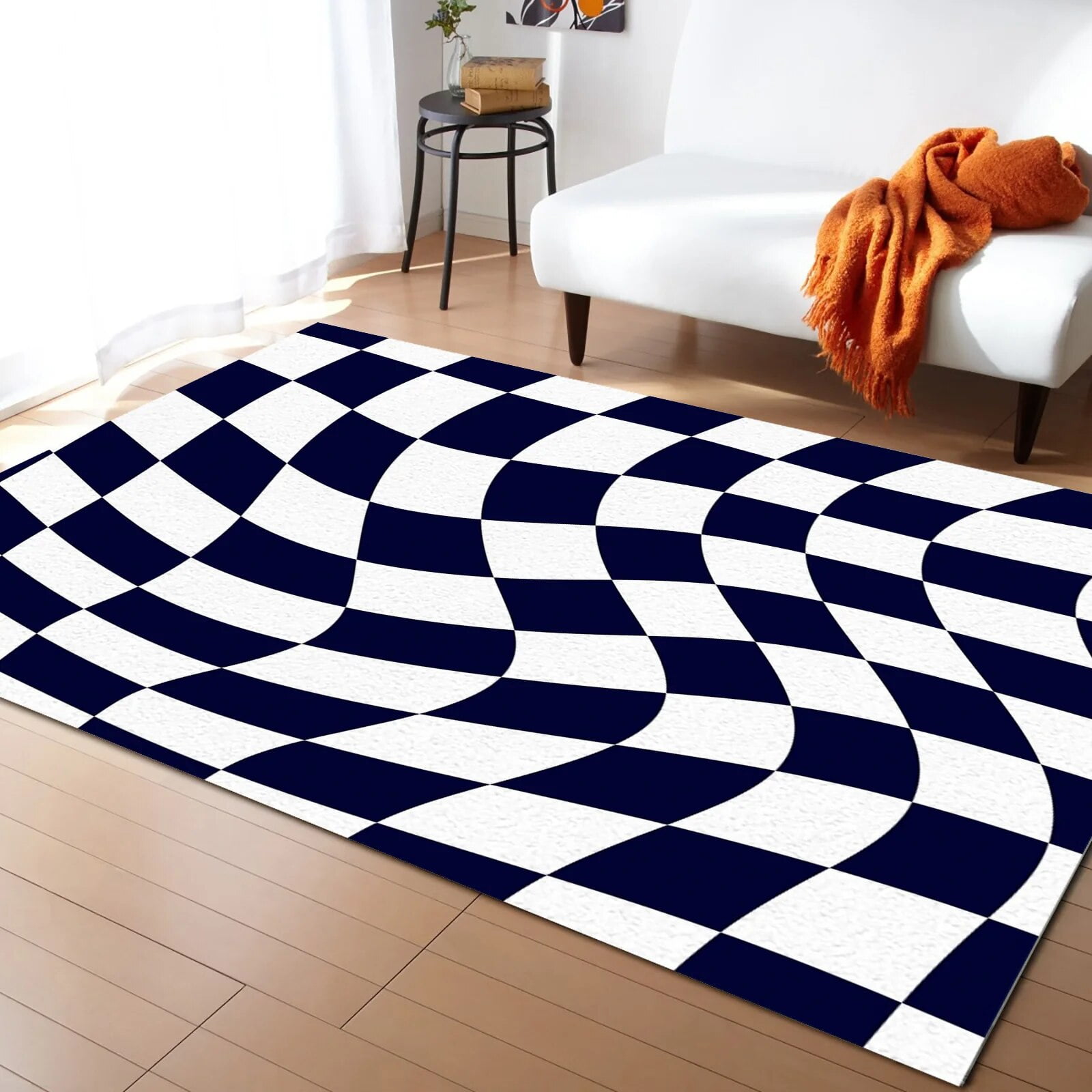 Coral velvet Lattice Deformation Color Block Living Room Floor Mat ...