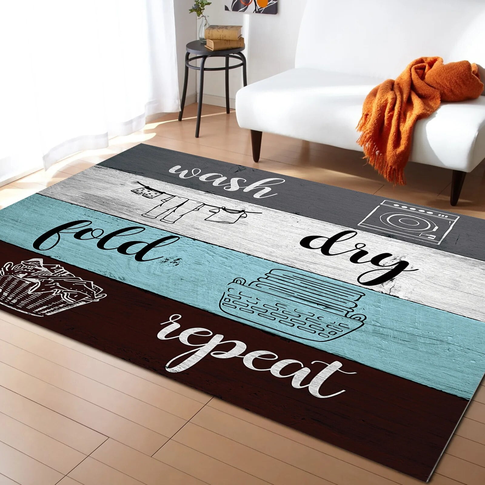 Coral velvet Laundry Room Washing Wash Dry Fold Repeat Color Carpet ...