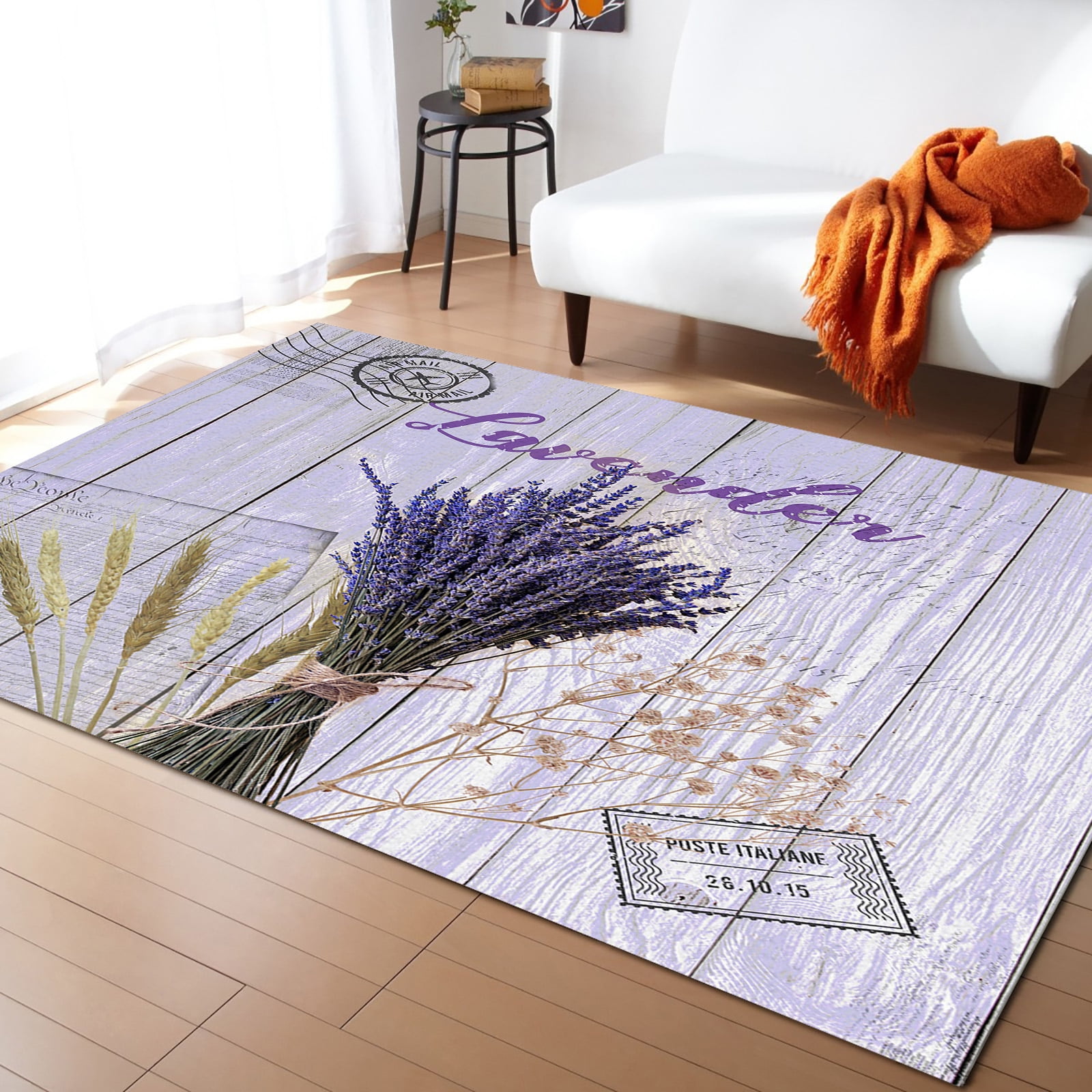 Coral velvet Lavender Ear Of Wheat Vintage Carpet Area Rug Children's ...