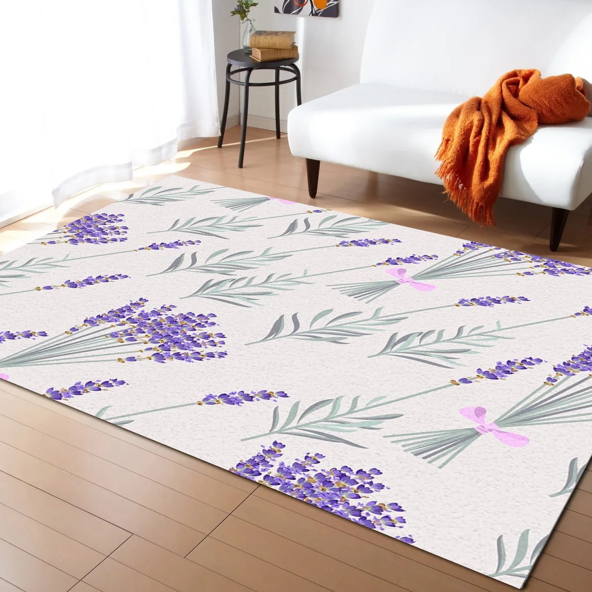 Coral velvet Lavender Plant Flowers Carpets for Bed Room Modern Home ...