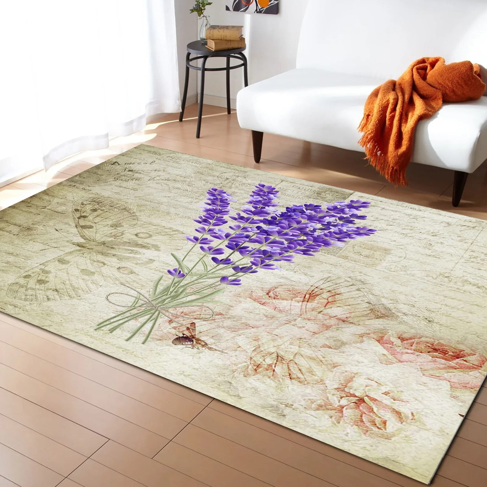 Coral velvet Lavender Plant Flowers Carpets for Bed Room Modern Home ...