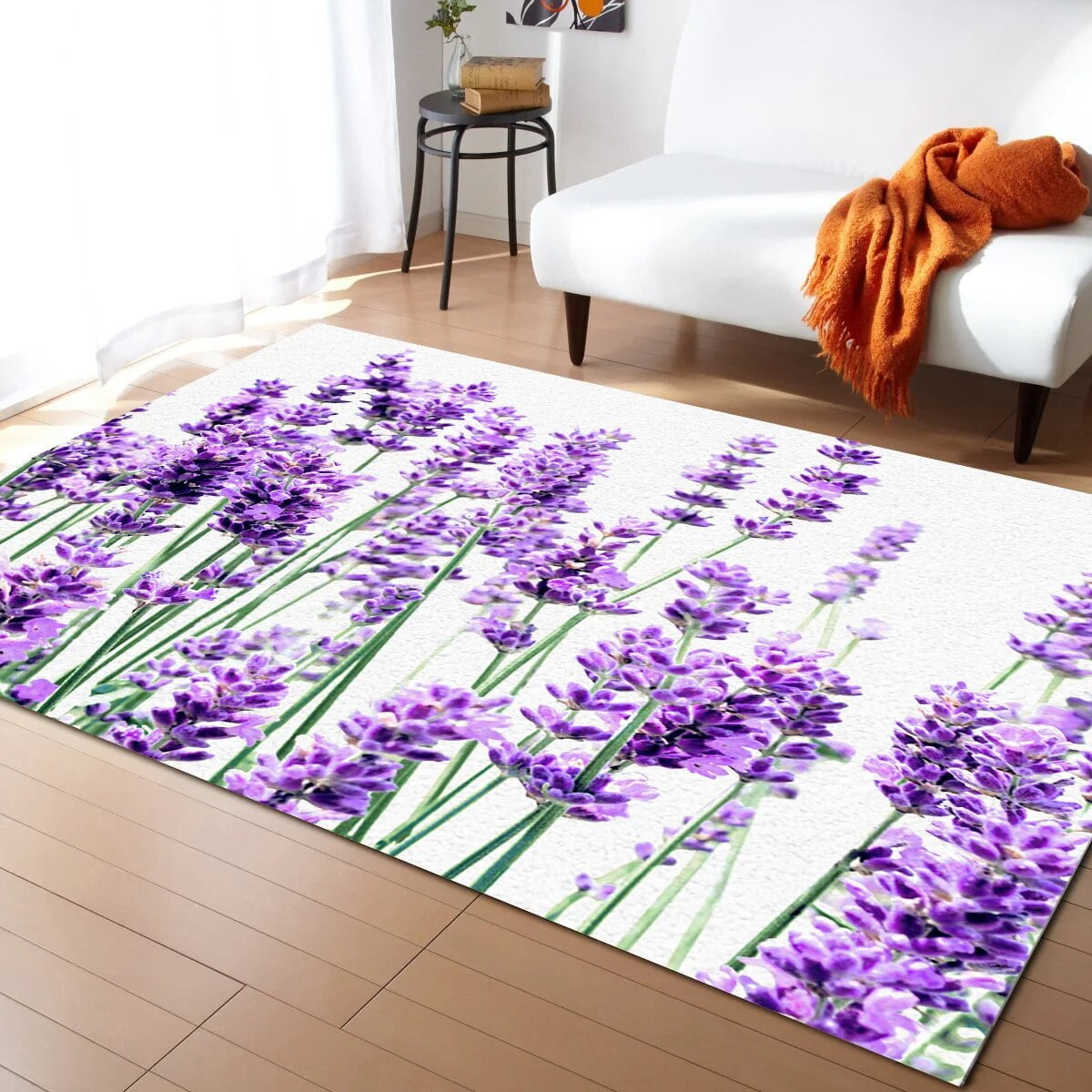 Coral velvet Lavender Plant Flowers Carpets for Bed Room Modern Home ...
