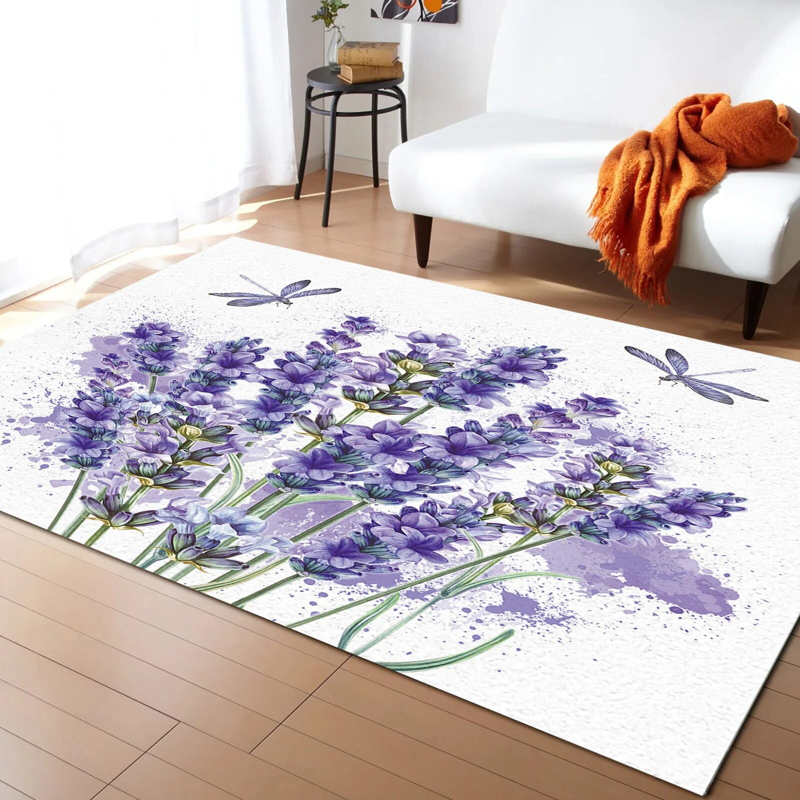 Coral velvet Lavender Plant Flowers Carpets for Bed Room Modern Home ...