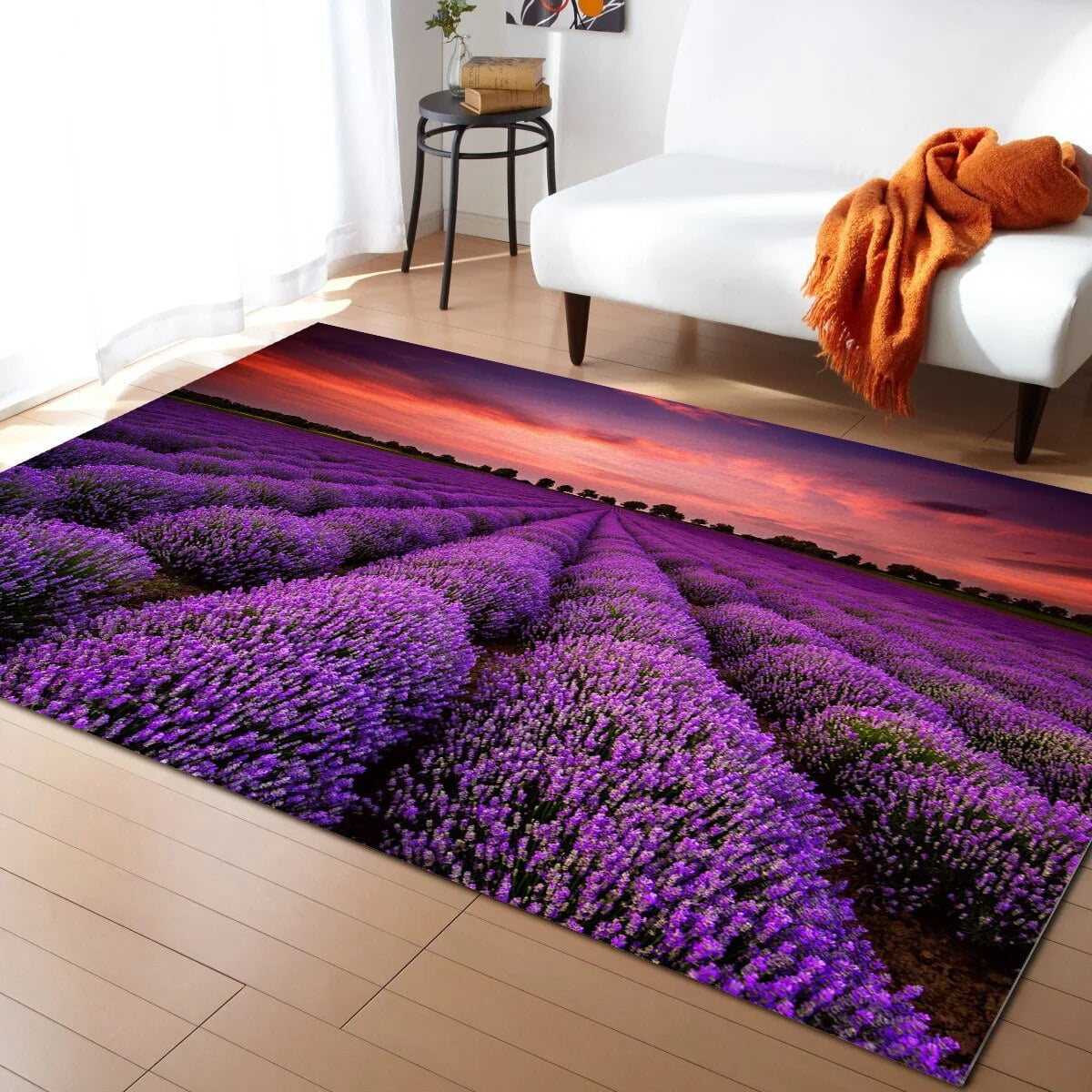 Coral velvet Lavender Vintage Postcard Carpets for Living Room Home ...